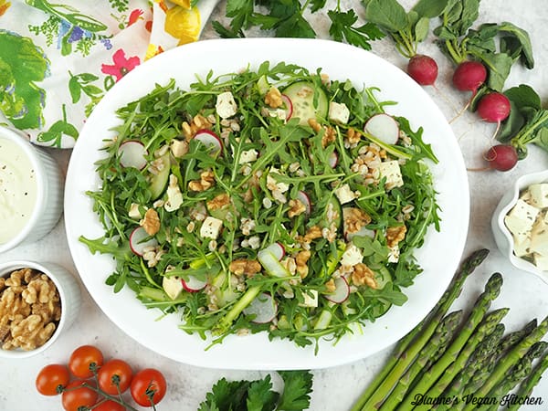 Farro Salad with Asparagus and Arugula – Dianne's Vegan Kitchen