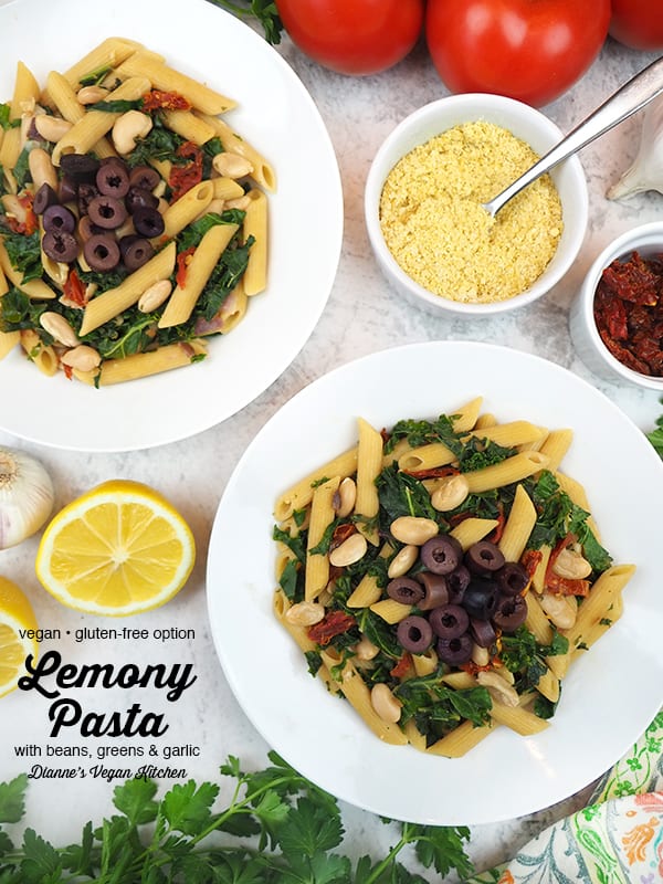 Lemony Pasta with Beans, Greens, and Garlic – Dianne's Vegan Kitchen