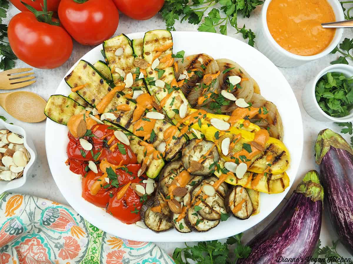 Grilled Summer Vegetables with Easy Romesco Sauce – Dianne's Vegan Kitchen