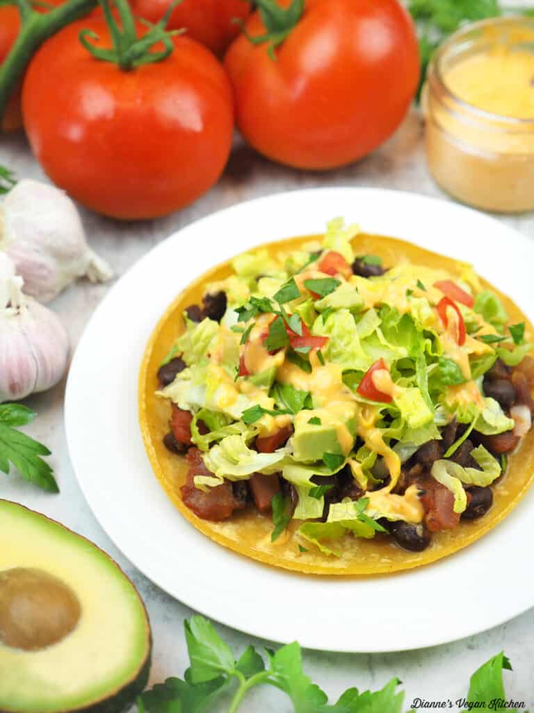 Super Easy Vegan Black Bean Tostada – Dianne's Vegan Kitchen
