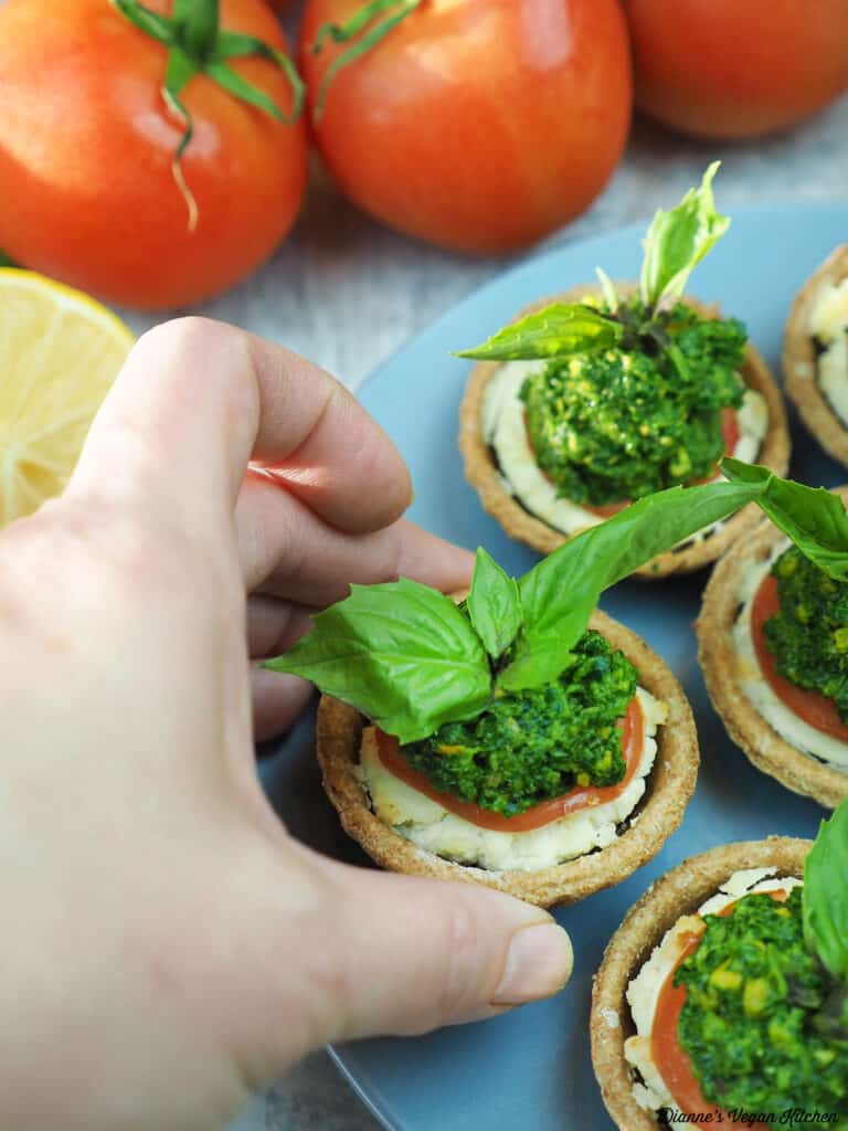 Vegan Tomato Tartlets with Pesto & Ricotta – Dianne's Vegan Kitchen
