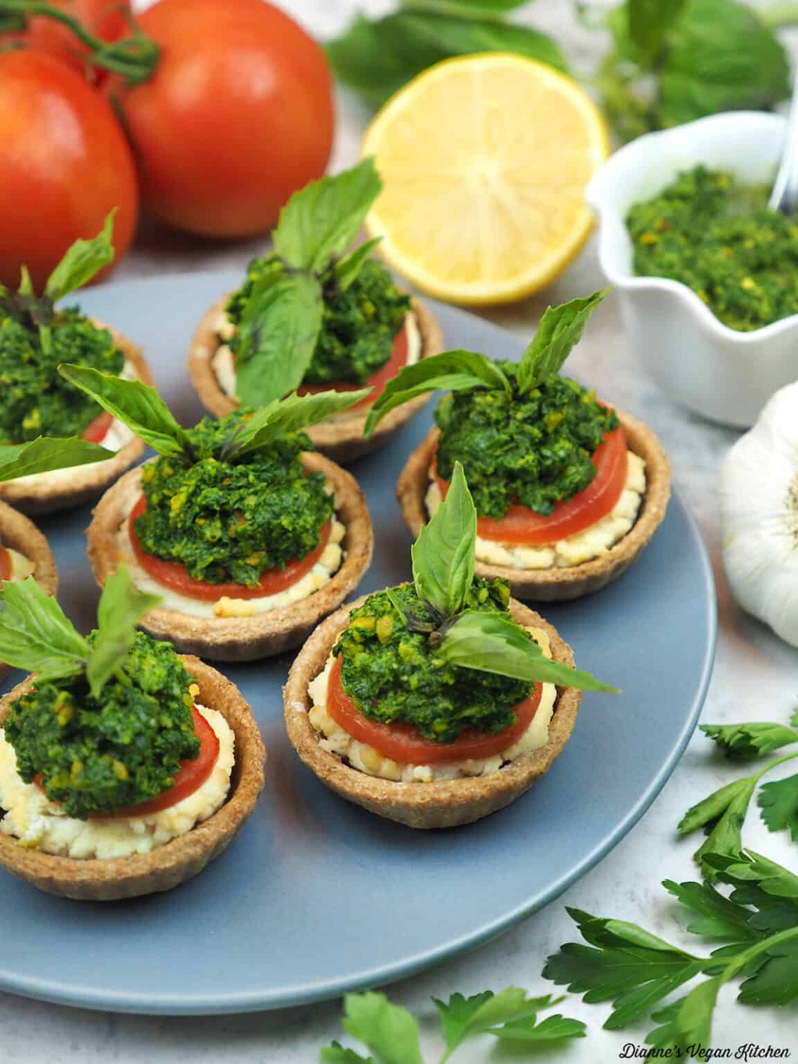 Vegan Tomato Tartlets with Pesto & Ricotta – Dianne's Vegan Kitchen
